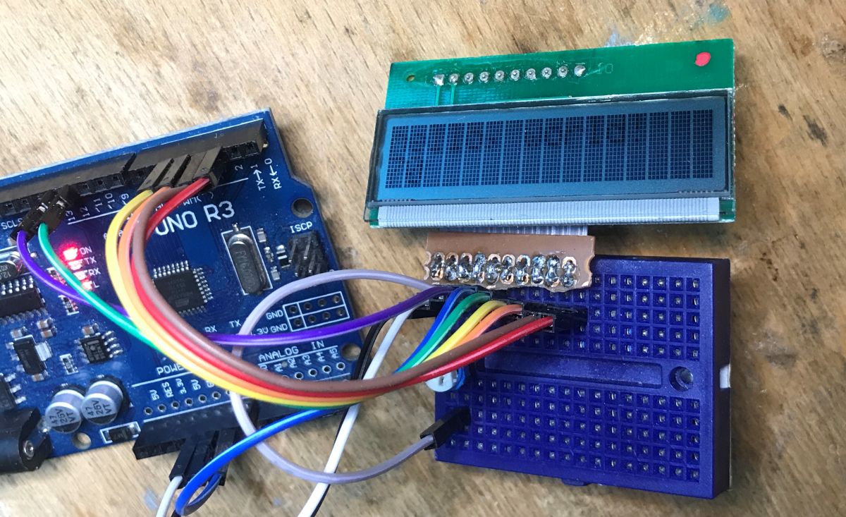 Wyświetlacz LCD ze starego faksu, M302 Clover Display, pinout, uruchomienie