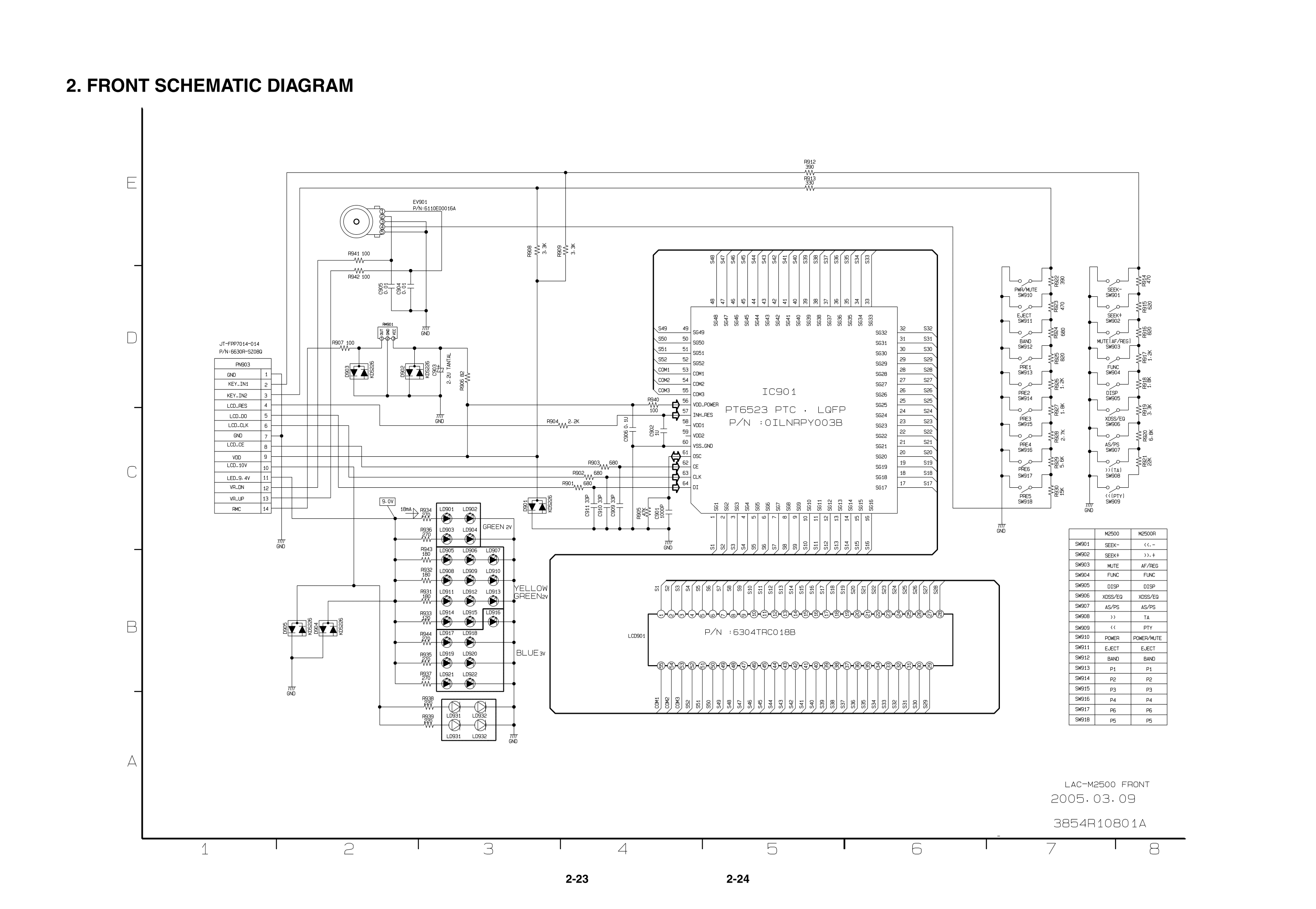 Inside a car radio, running LCD with PT6523 on Arduino