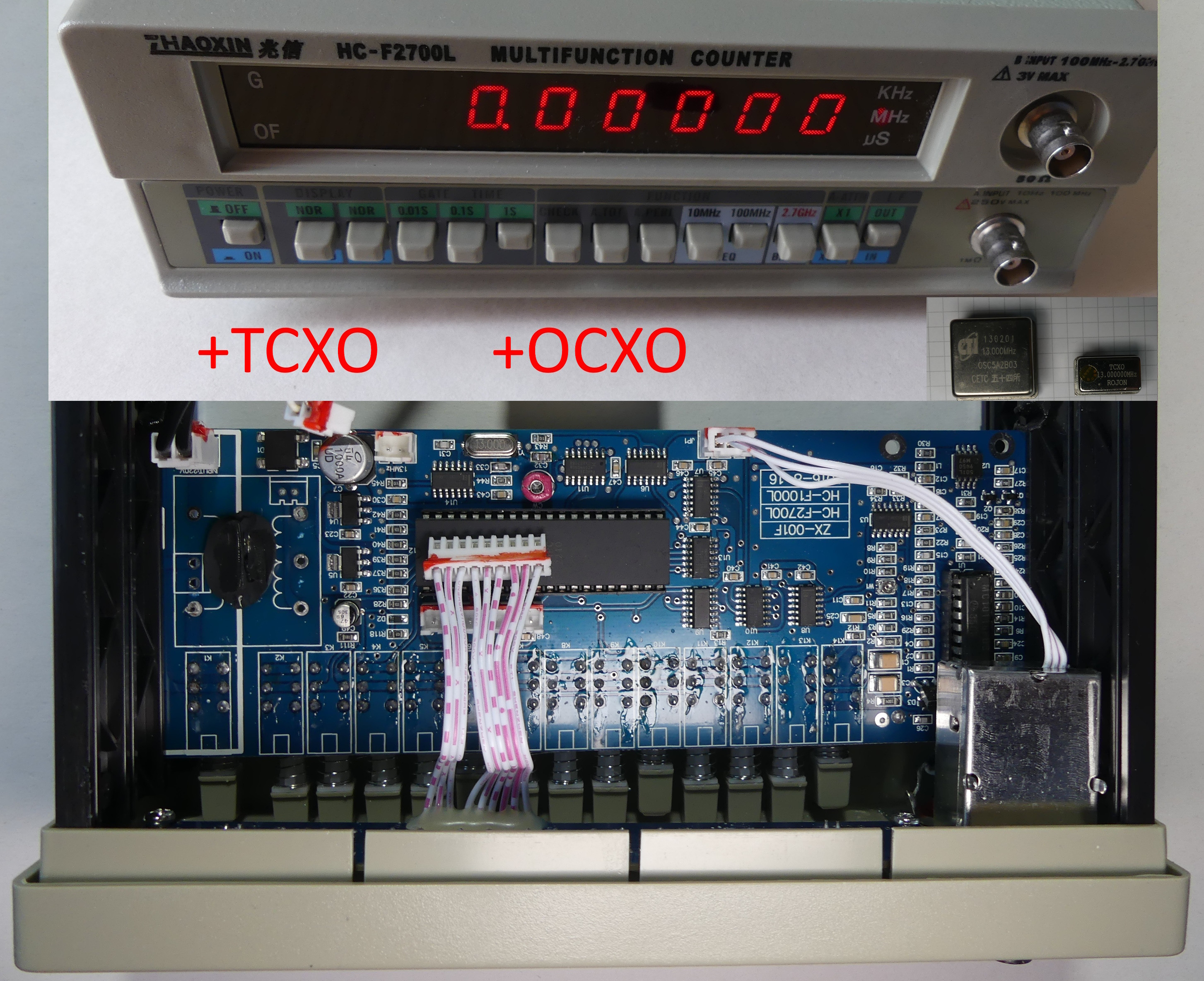 Modernizacja częstotliwościomierza HC-F2700L - dodanie TCXO i OCXO