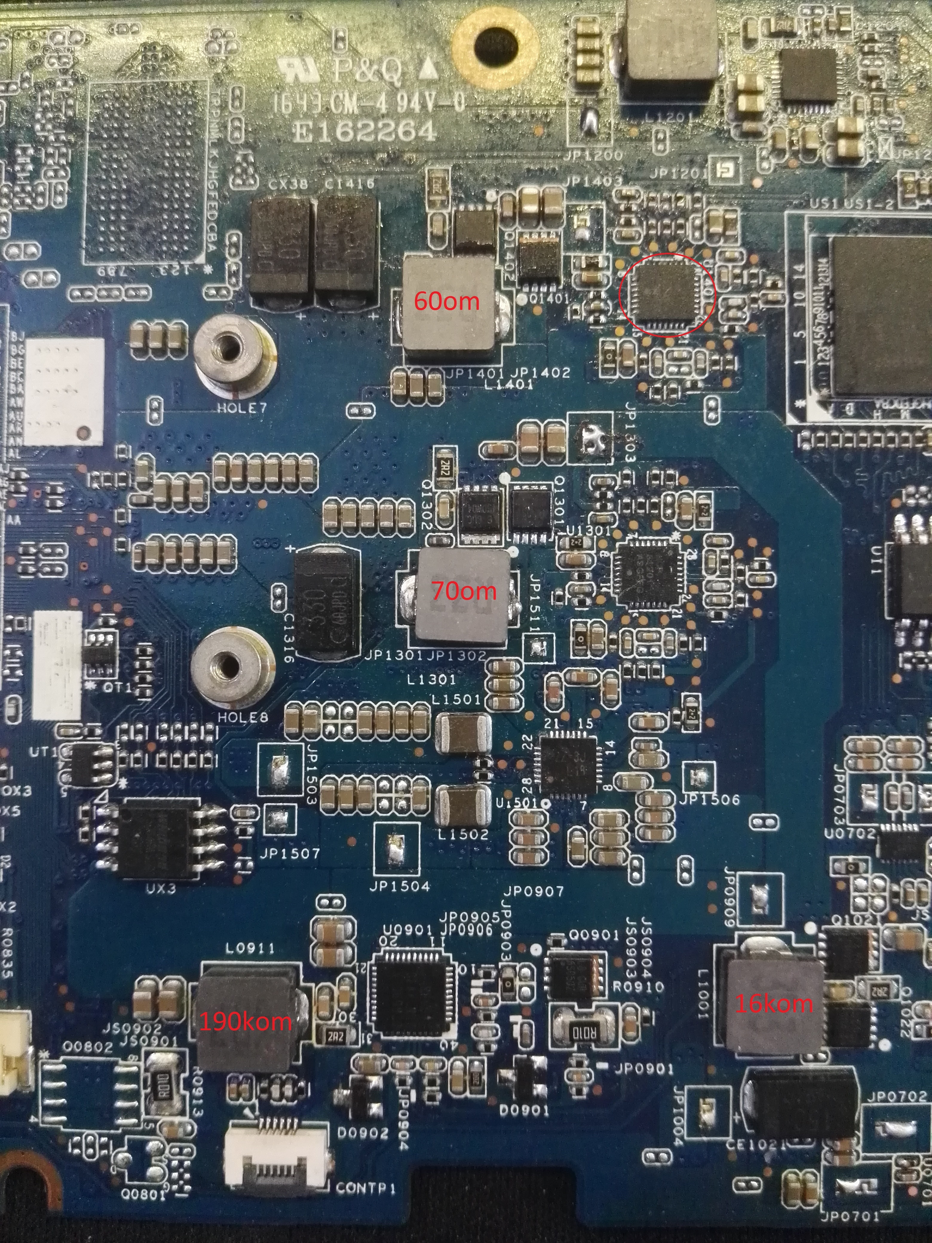 Lenovo 100-14IBR - zwarcie po zalaniu, nagrzewający się NCP 81201