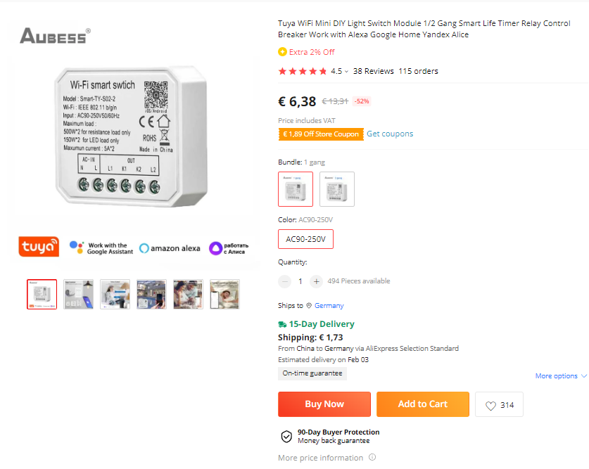 [BK7231N Aubess] Mini Light Switch Teardown, 5A Capability, OpenBeken ...