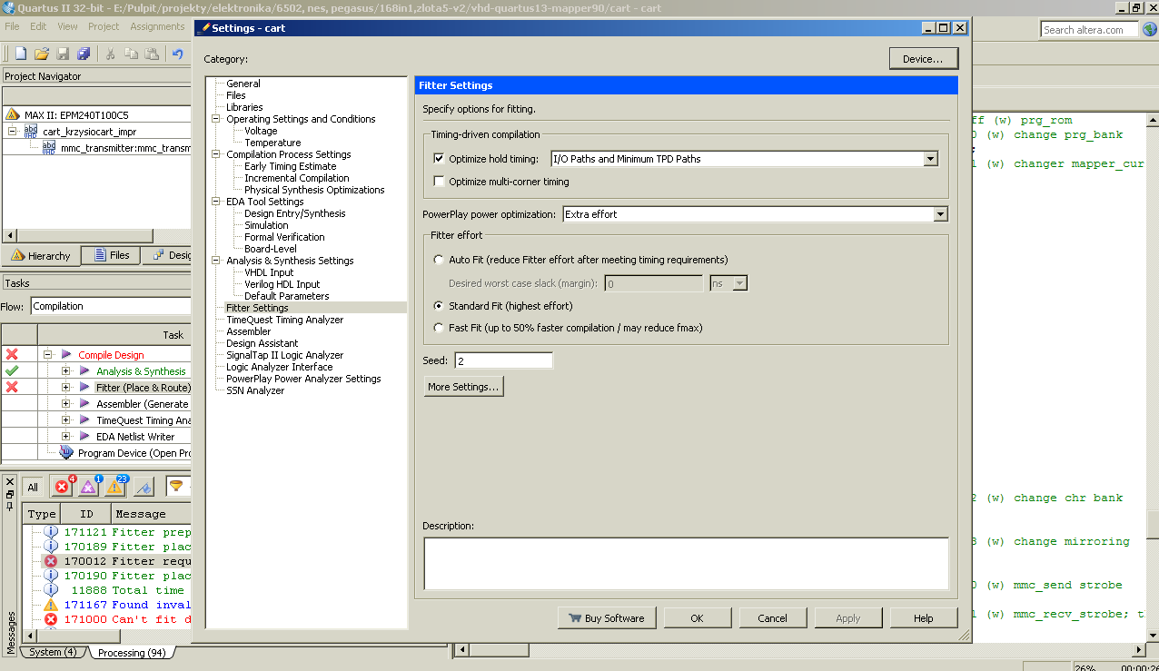 EPM240T100C5N -> Fitter requires XX LABs to implement the project but ...