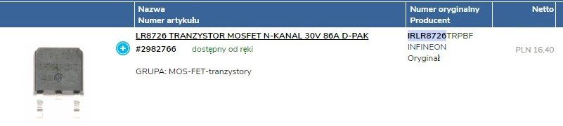 [Rozwiązano] Zamiennik tranzystora MOSFET FTD045N03NA do wkrętarki ...