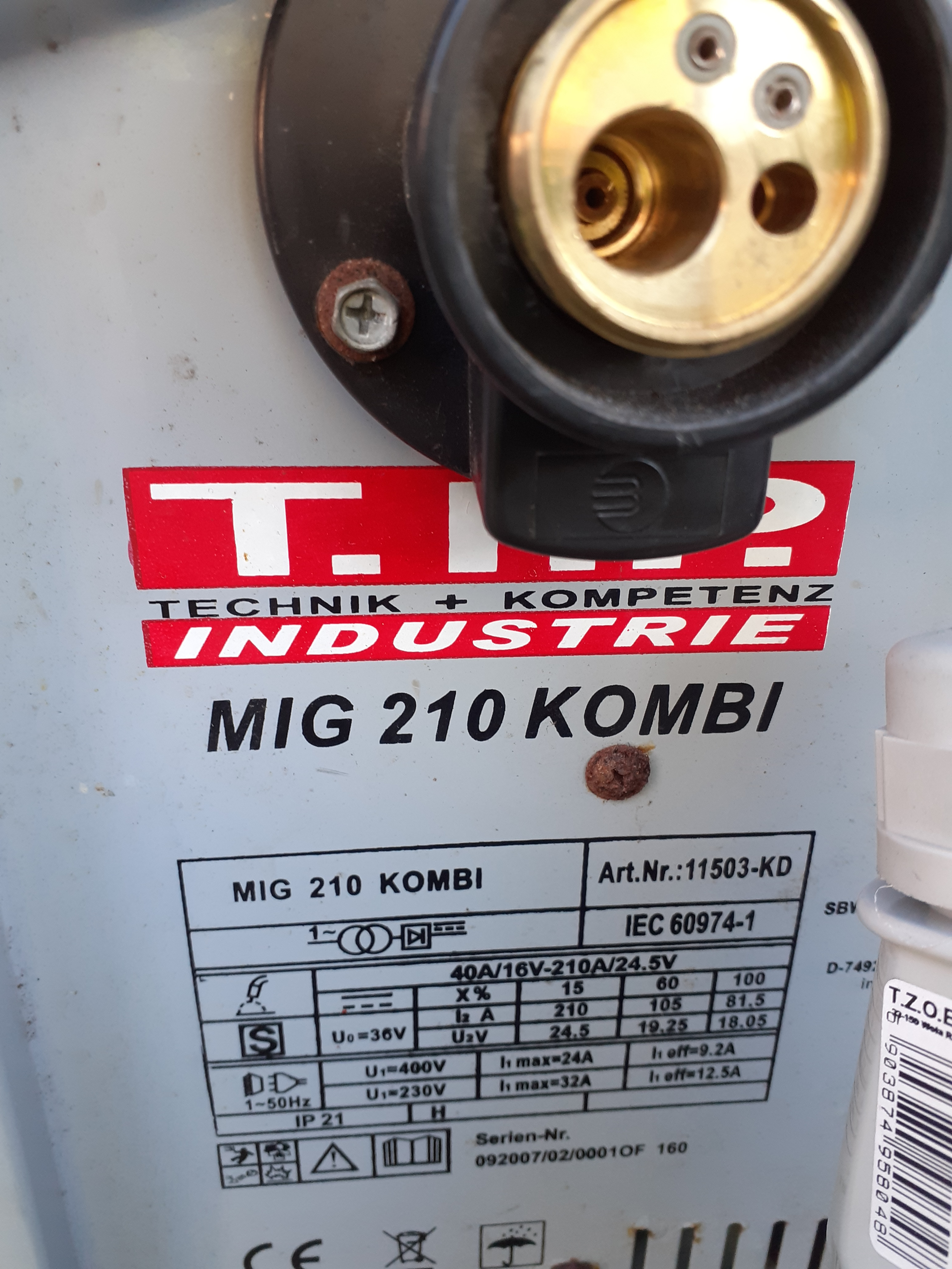 Spawarka MIG 210 KOMBI - schemat podłączenia przełącznika 230V/400V