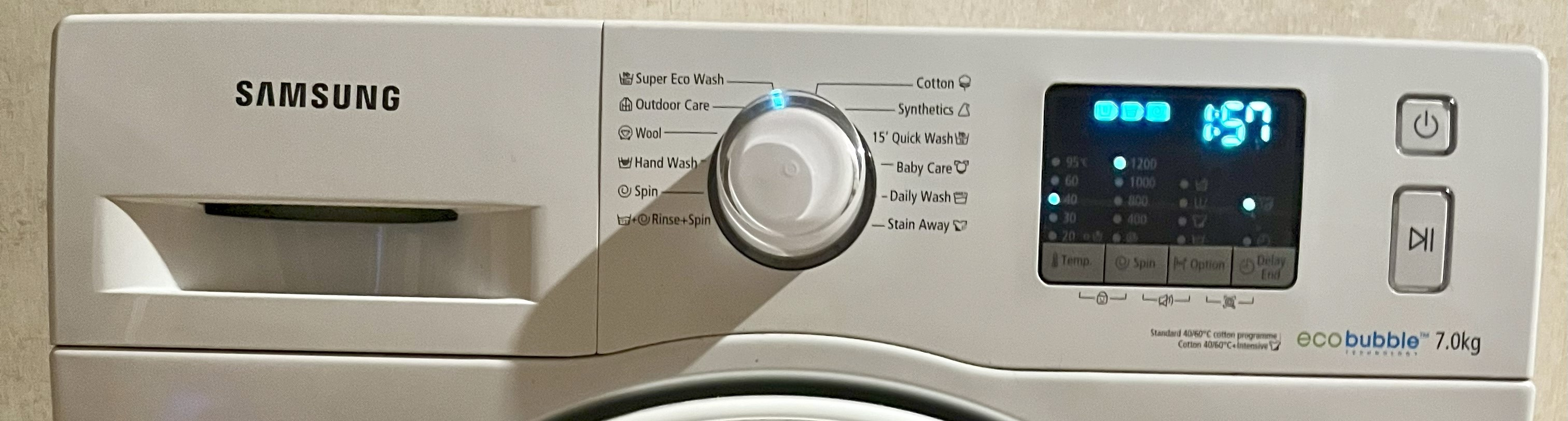 Samsung WF70F5E0W2W Error OE, Fills with water and drains in emergency mode