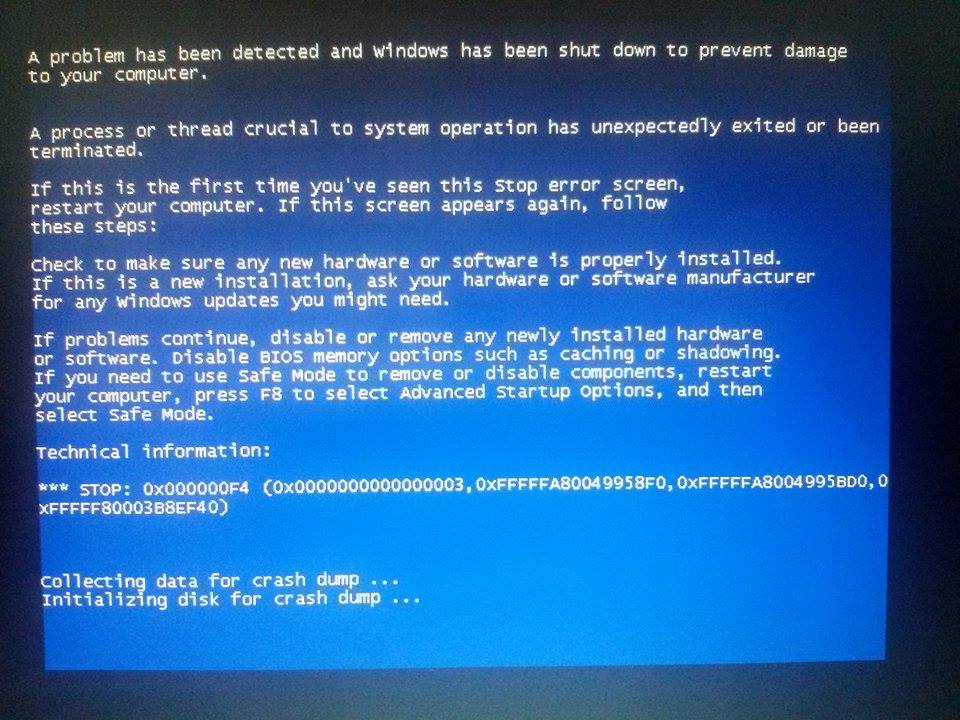 laptop HP Compaq presario cq61 - Bluescreen stop: 0x000000f4 ...