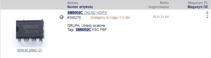 Alternatywa dla układu 8002C w zasilaczu DVD marki Ferguson