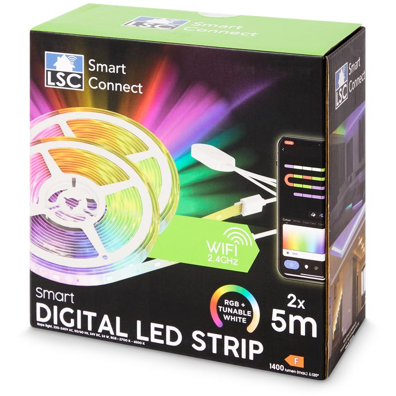Flashing LSC Smart Digital LED Strip RGBIC 2x5m (3008407) with OpenBeken