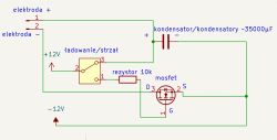 Schemat zgrzewarki do ogniw Li-Ion na kondensatorach, MOSFET, 12V ...