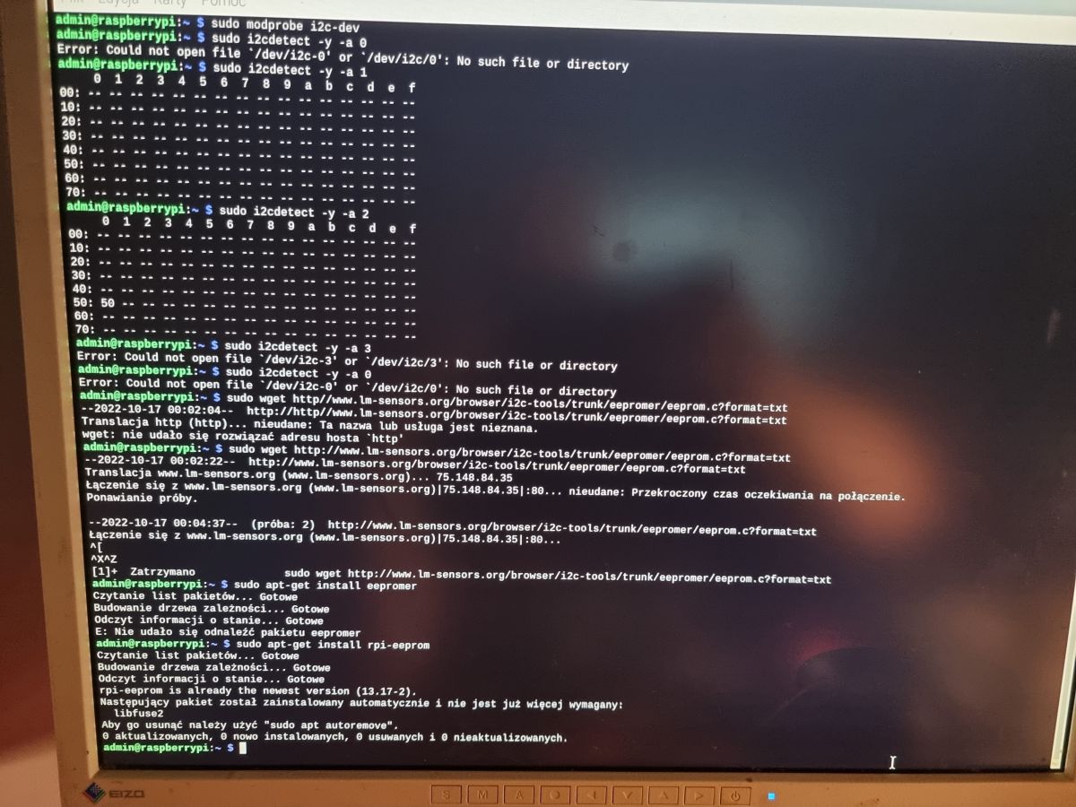 Odczyt, modyfikacja i zapisanie pliku na 24c02 przy użyciu Raspberry Pi ...