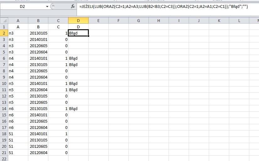 Excel - jak znaleźć aktywne numery części ze starszymi datami?