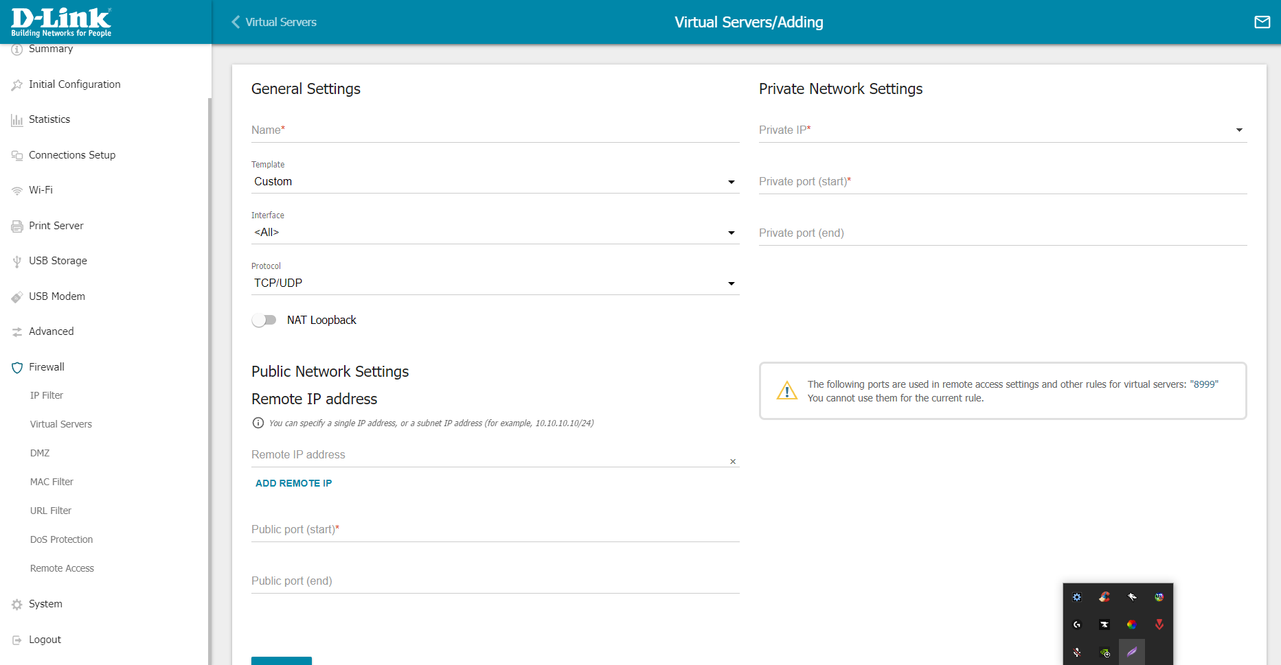 DIR825ACG1 Udostępnianie serwera minecraft w porcie 25565