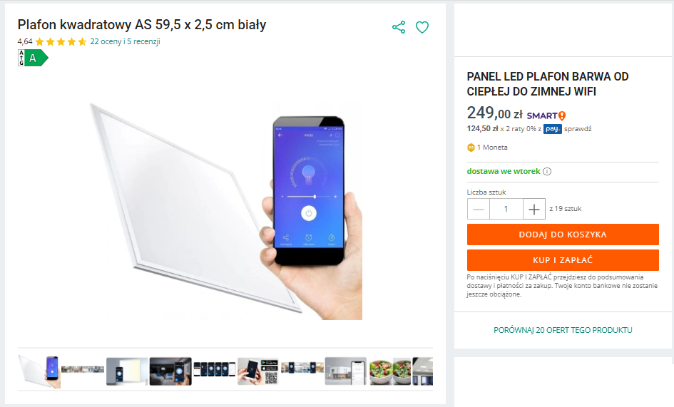 [EMW3071] Large LED panel 600x600x25 CCT 3000-6500K WiFi Aigosmart