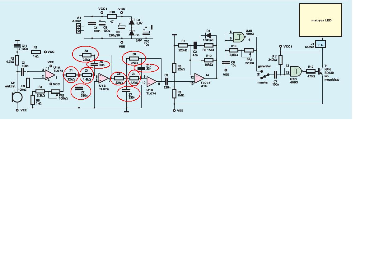 Oznaczenia z na schemacie stroboskopu AVT 2748 - kondensatory i rezystory?
