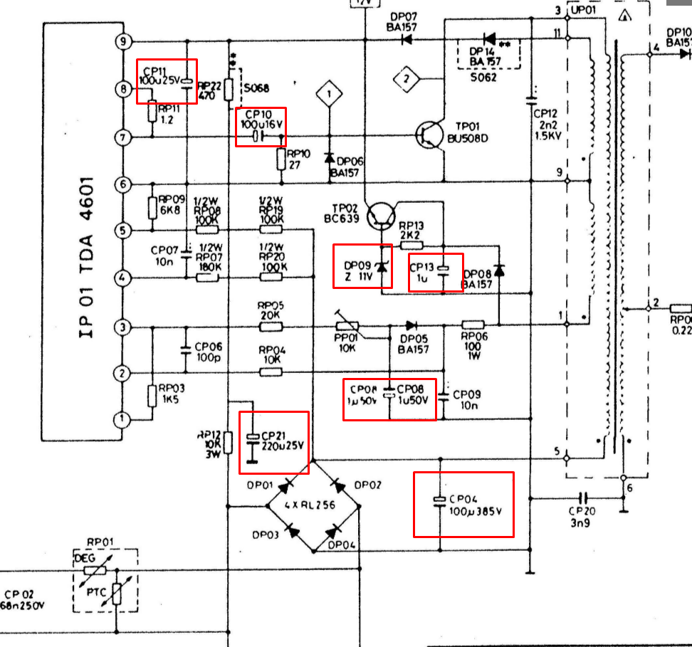 Monitor Commodore 1901 usterka - Wypalone PCB wokół tranzystora