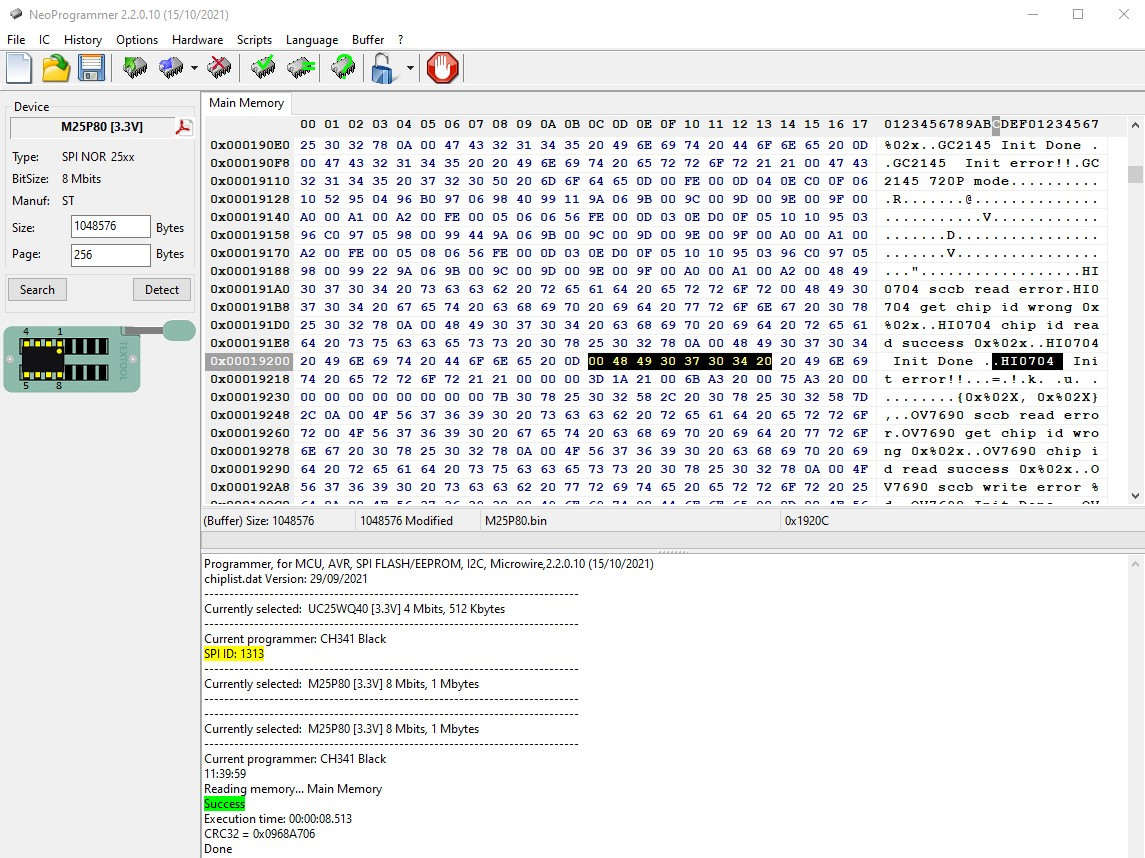 Exploring A9 Minicam Variation: XF16 PB380EA6341 MCU, T25S80 SPI Flash ...