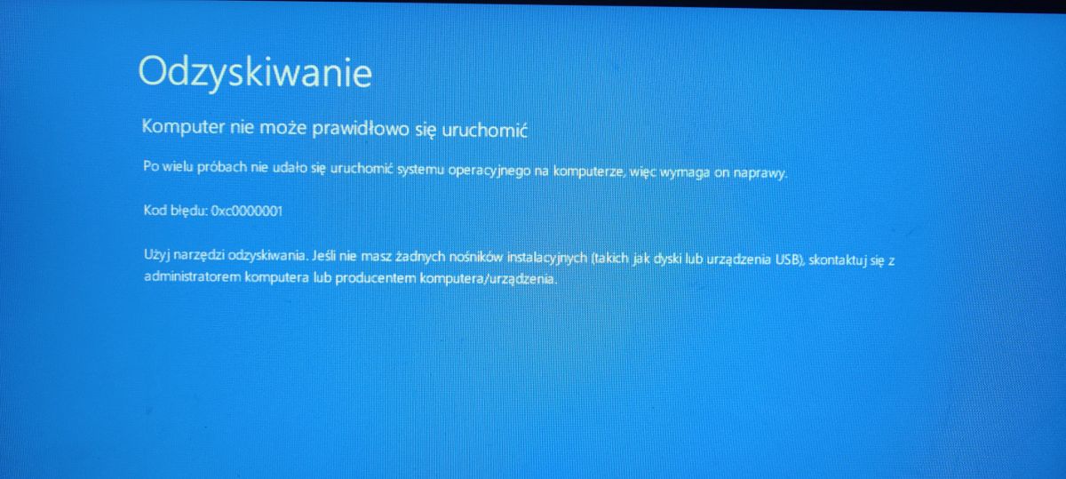 Jak naprawić kod błędu 0xc0000001? - elektroda.pl