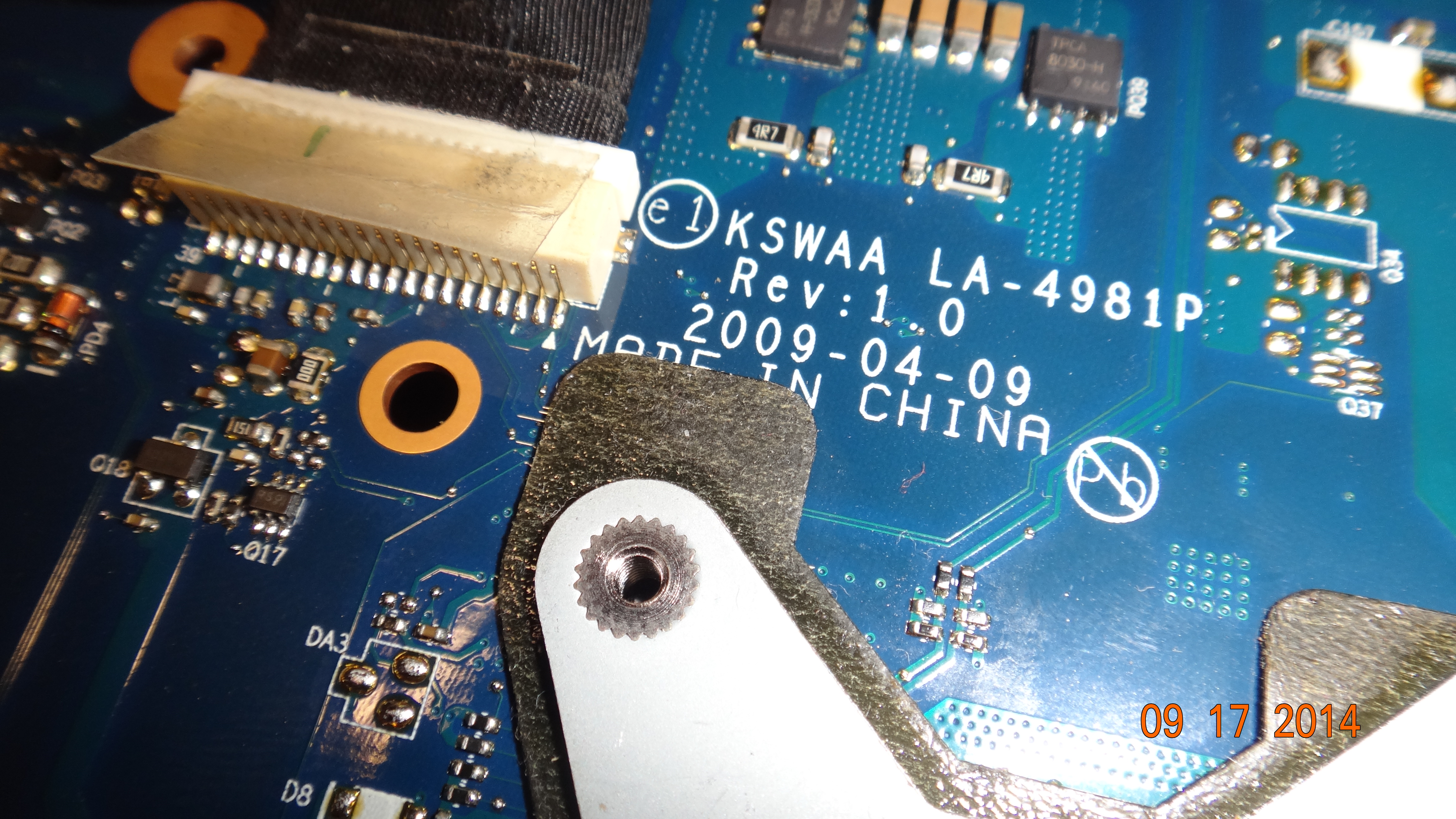 Toshiba L500 - Po wymianie NB Intel GL40 wywala się na sterowniku VGA