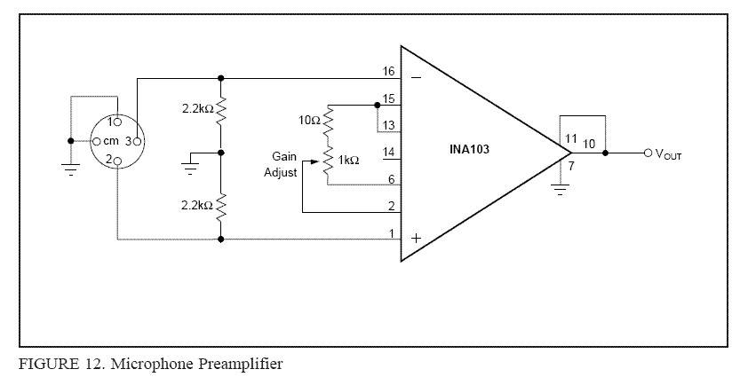 Czy uproszczony schemat przedwzmacniacza na INA103 będzie działał ...