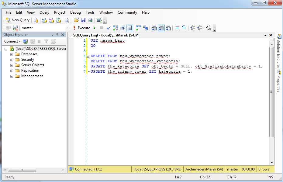 Jak wykonać skrypt SQL na bazie Subiekta i osCommerce?
