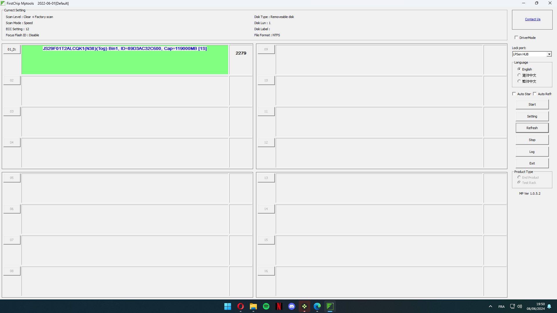 Uszkodzony USB2DISK z VID FFFF i PID 1201 pokazujący pojemność 0.0G w ...