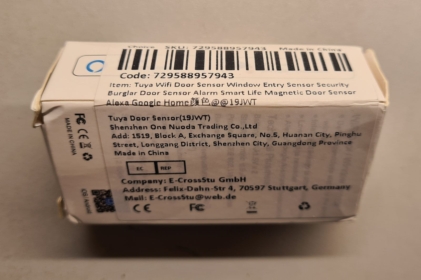 Flashing ONENUO Tuya Wifi Door Sensor BK7231N CBU-NL with Tasmota ...