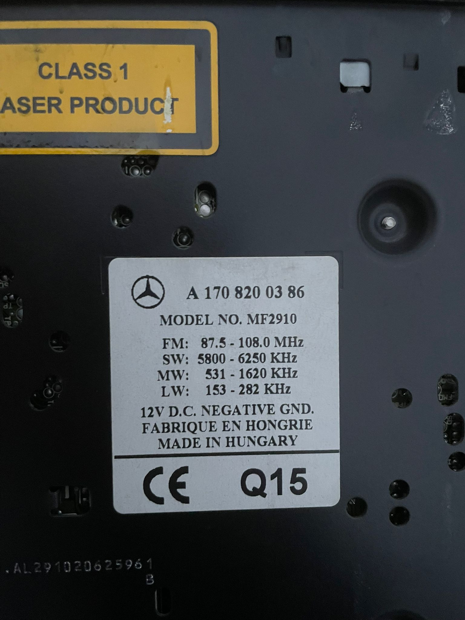 Radio Code Retrieval for Mercedes A-Class W168 MB Audio 10 CD VK/RDS ...