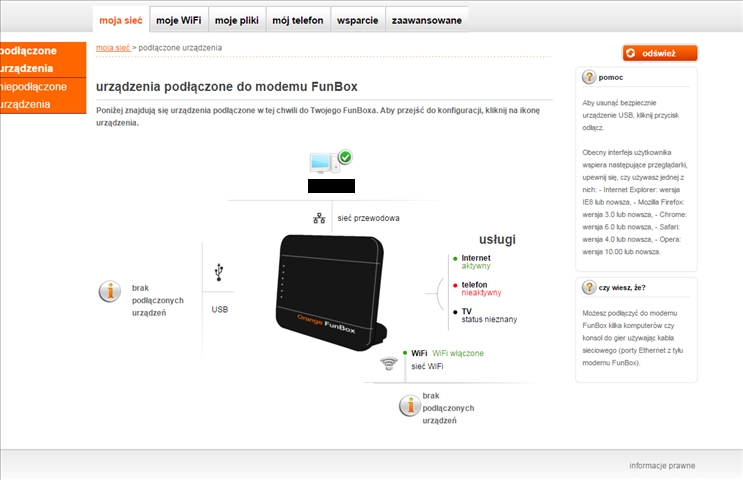 Sagemcom CS50001 - Wyłączenie dostępu do modemu po WiFi