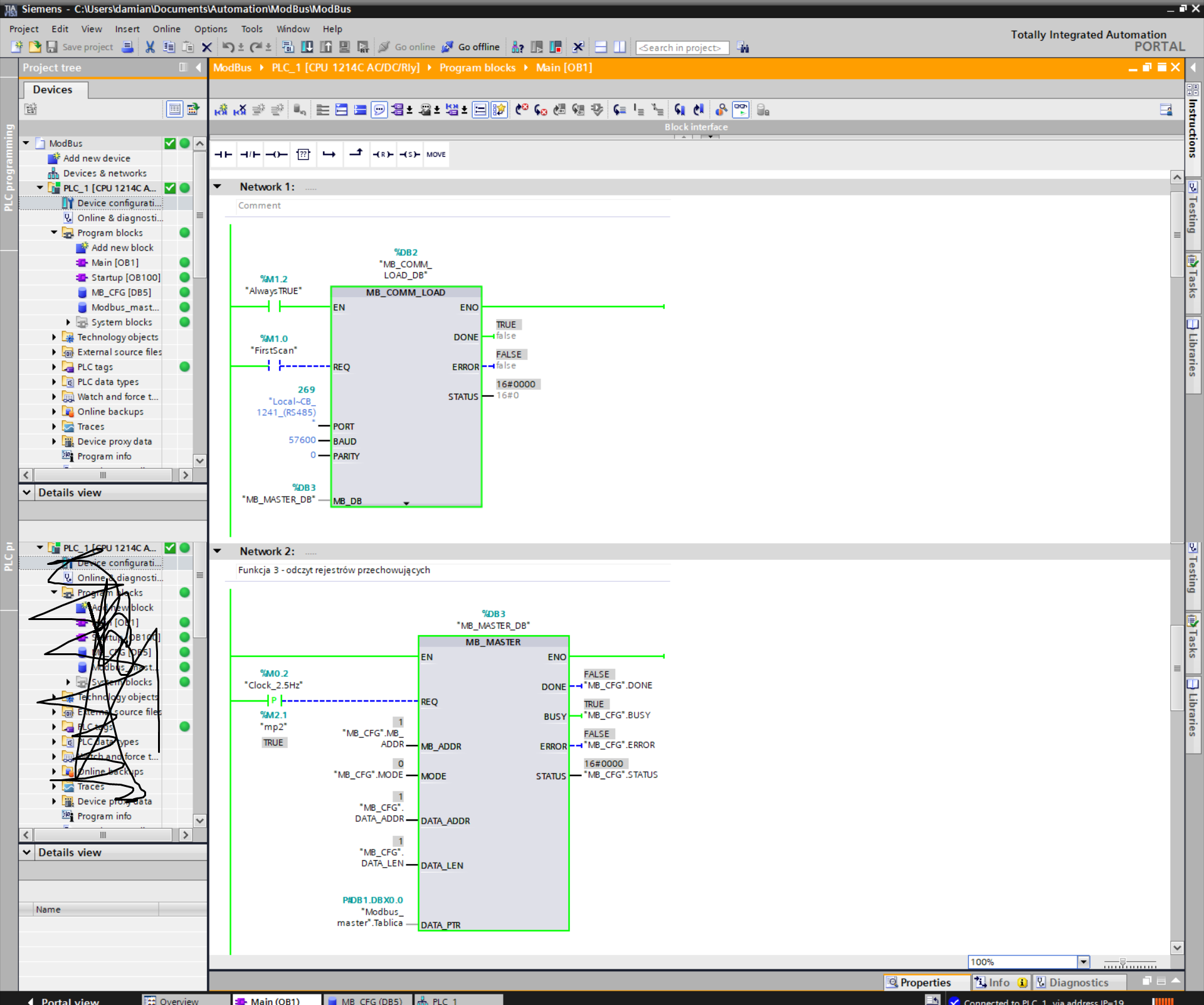 Siemens S7-1200 CB1241 -> ModBus -> Sumator tensometryczny