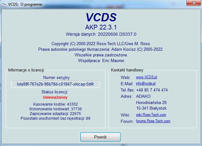 [Rozwiązano] Program diagnostyczny VCDS unieważniony przez połączenie z ...