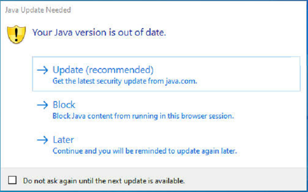 Java 8 Update 281 - Zapamiętanie ustawień z komunikatów przez GPO