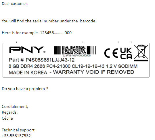 [Rozwiązano] Pamięci RAM firmy PNY - Wskazówki do znalezienia numeru ...