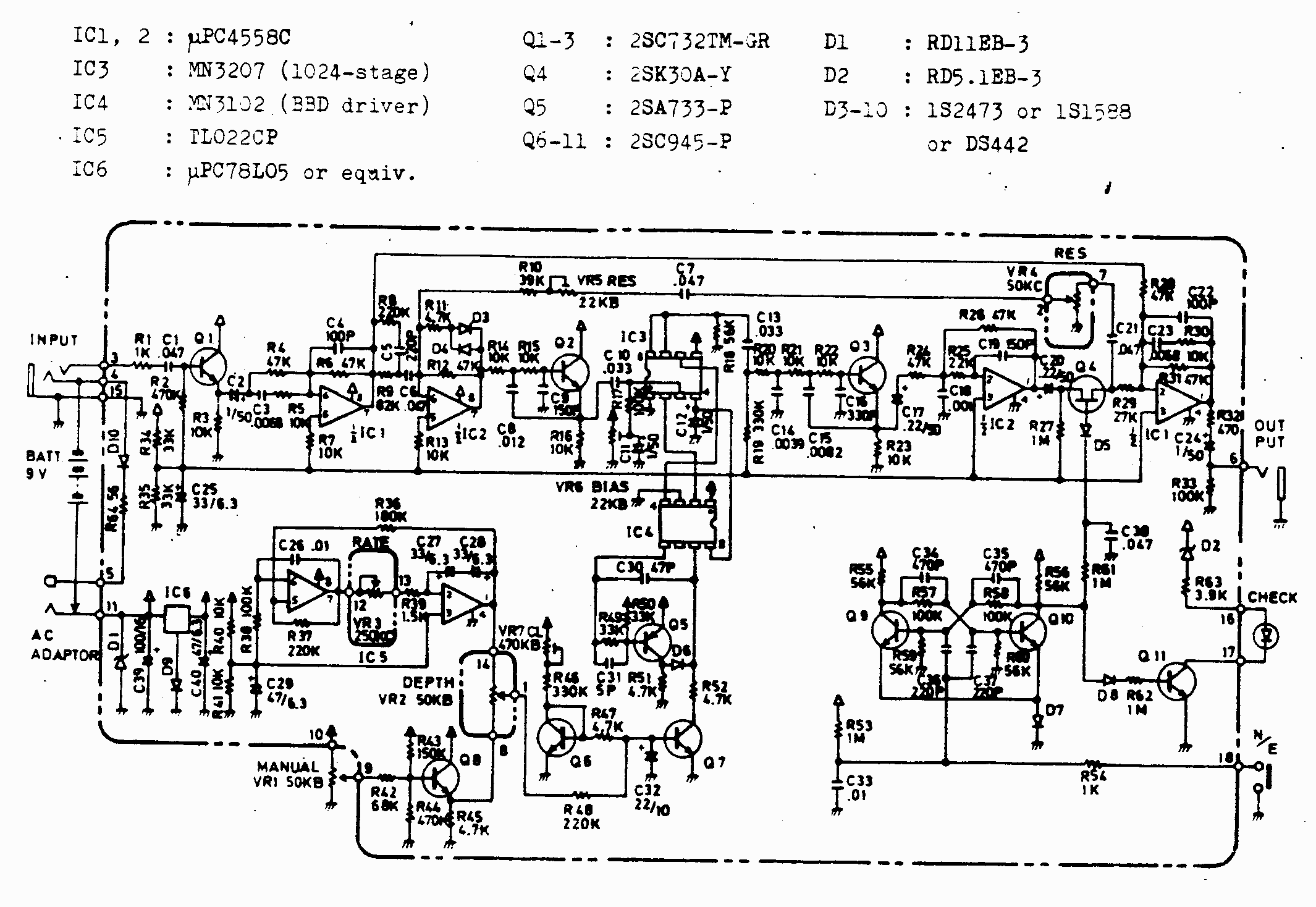Schemat i skan PCB flangera BOSS BF2/BF3 – poszukuję oryginalnego układu