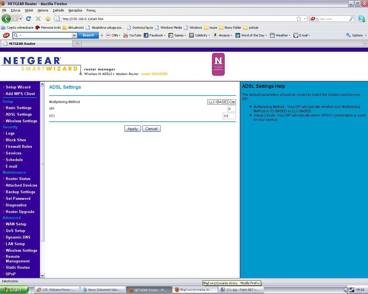 Netgear DGN2000 - jak przywrócić poprawne ustawienia po przekierowaniu ...