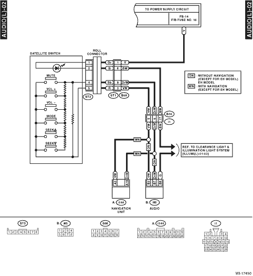 Schemat podłączenia convertera do radia 2-din Clario Subaru 9953701