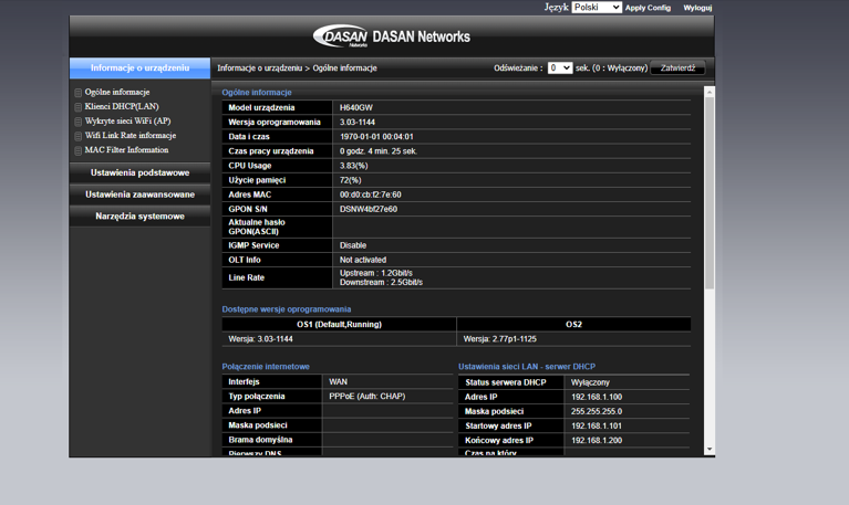Router Dasan H640GW - jak uzyskać dostęp do konta administratora?
