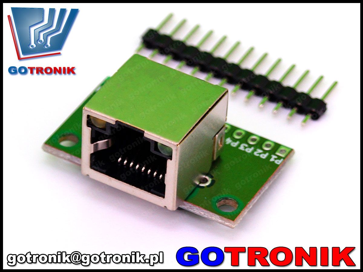 Złącza RJ45(8P8C) do płytek uniwersalnych 2,54 mm w projekcie Arduino ...