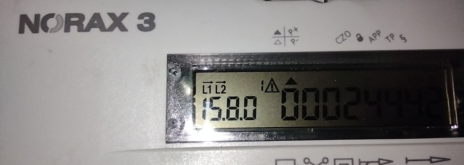 Licznik NORAX3 - tylko L1 i L2, brak L3, wykrzyknik w trójkącie ...