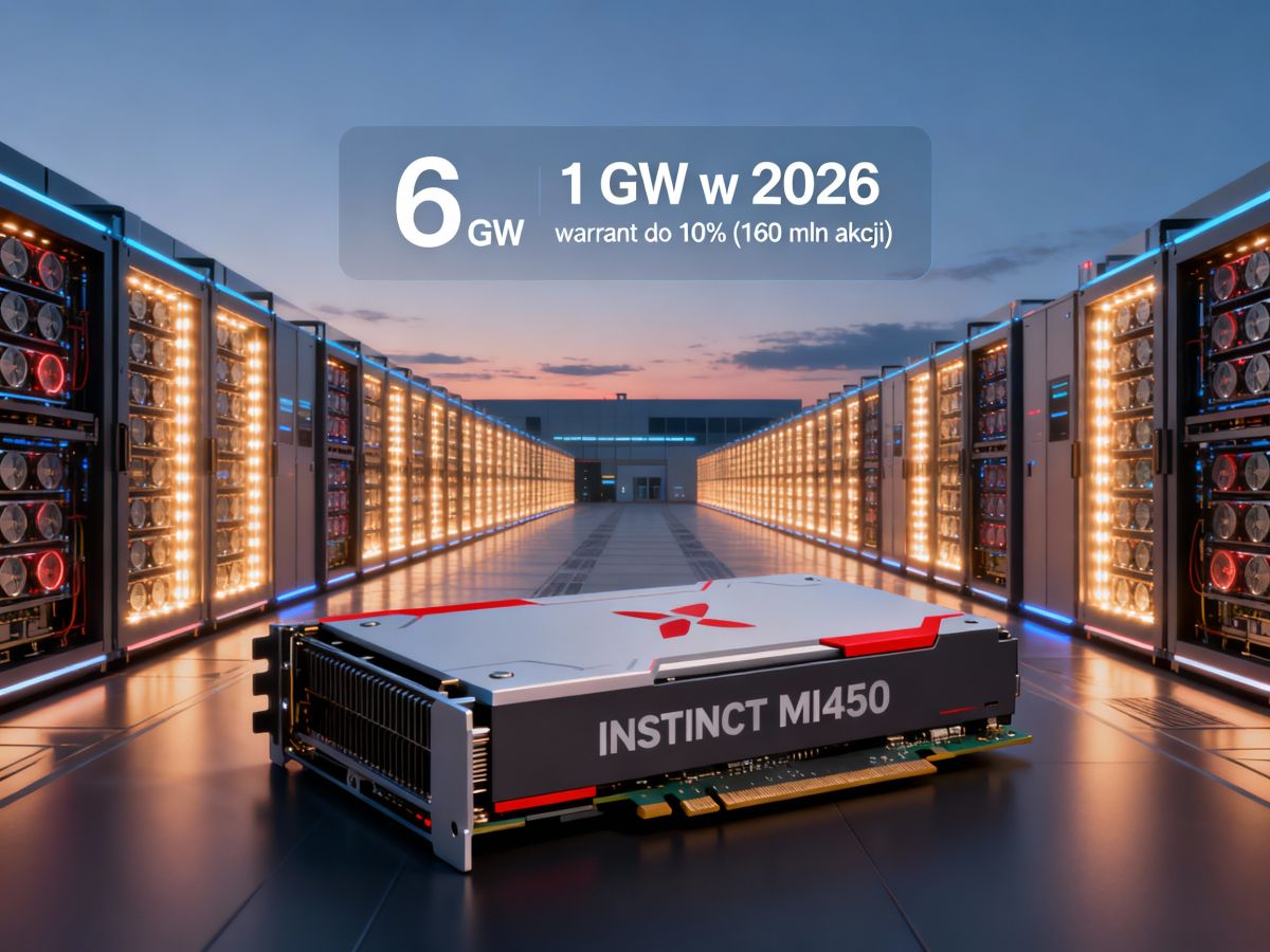 OpenAI zamawia moc od AMD: 6GW GPU z opcją na 10% akcji. Więcej mocy obliczeniowej i zużycia energii