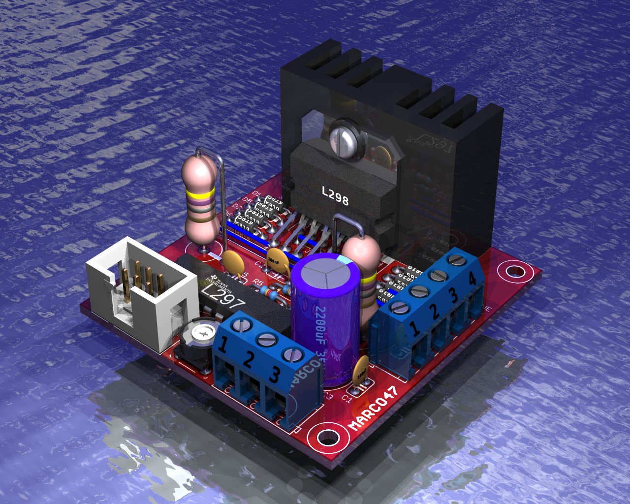 [Eagle] Ocena poprawności PCB L298 + L297 - ilość ścieżek pod L297