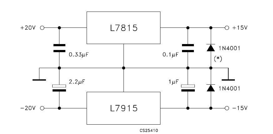 Jak działają diody w symetrycznym układzie zasilania stabilizatorów?