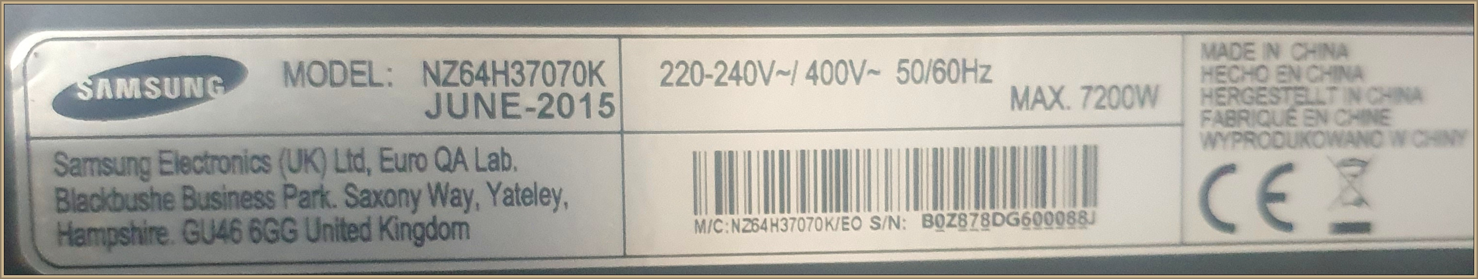 [Rozwiązano] Samsung NZ64H37070K - płyta po włączeniu brzęczy i błąd E2