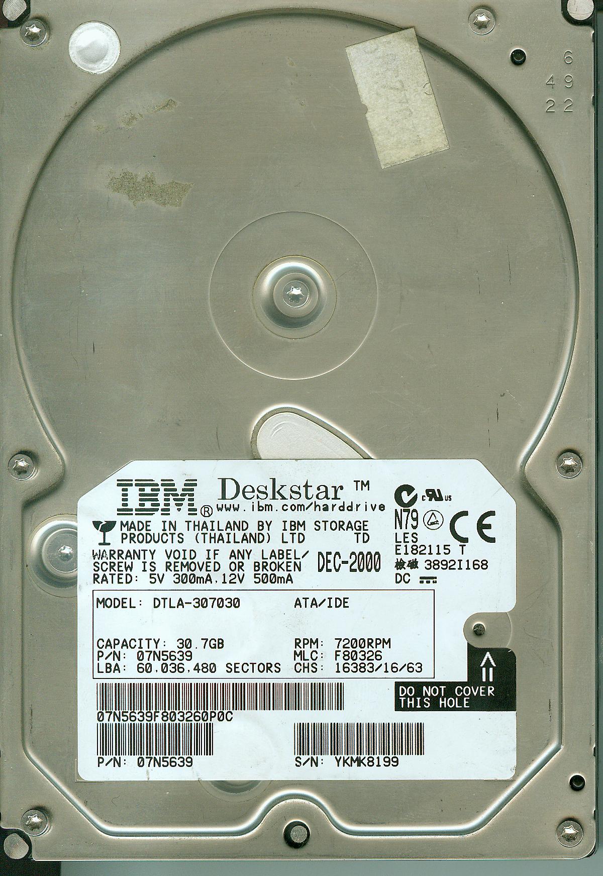 IBM DTLA-307015: nie wykrywany przez BIOS, nie kręci