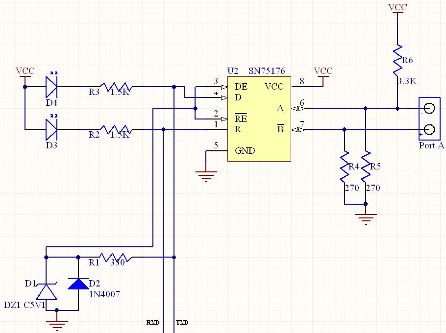 Jak poprawnie wysterować linie /RE i DE w konwerterze RS232-RS485 z 75176?