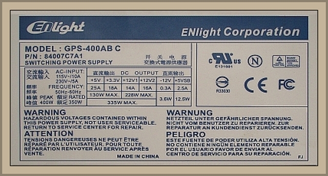 ENlight Corporation model: GPS-400AB C- Wybuch warystora