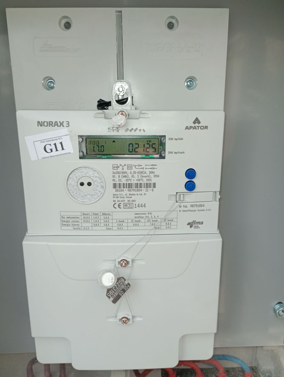 Licznik energii elektrycznej Norax 3: Brak kodu 1.7.0 zużycie chwilowe ...