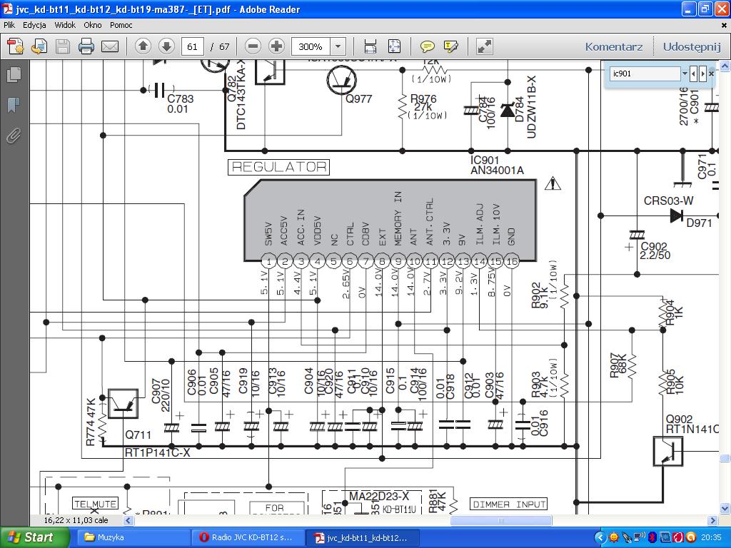 Radio JVC KD-BT12 - brak regulatora napięcia IC901, szukam schematu