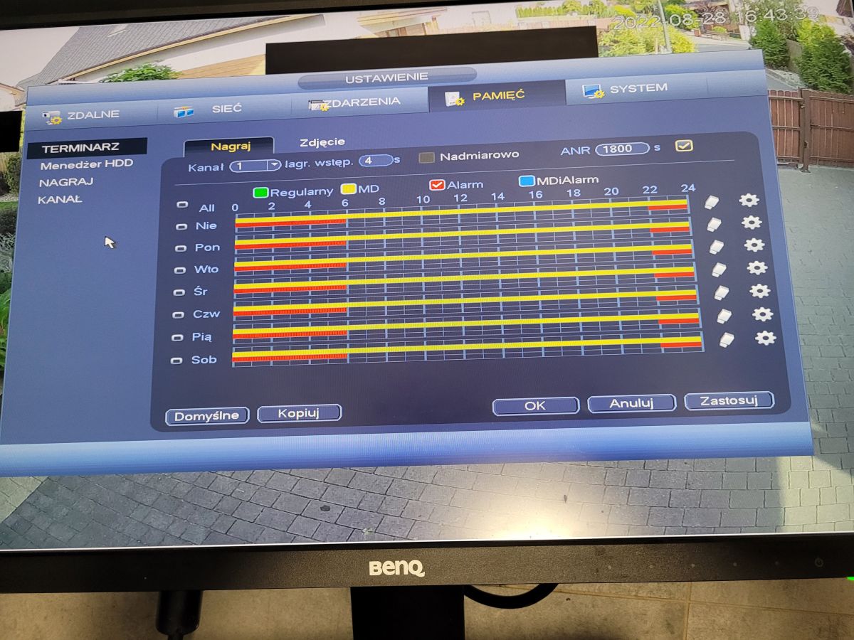 [Rozwiązano] Rejestrator Dahua NVR2104-S2 - harmonogram alarmów