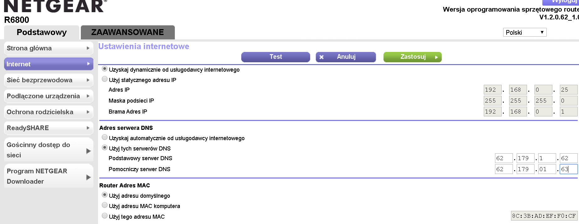 Router Netgear R6800 + modem UPC, nie wszystkie urządzenia się łączą