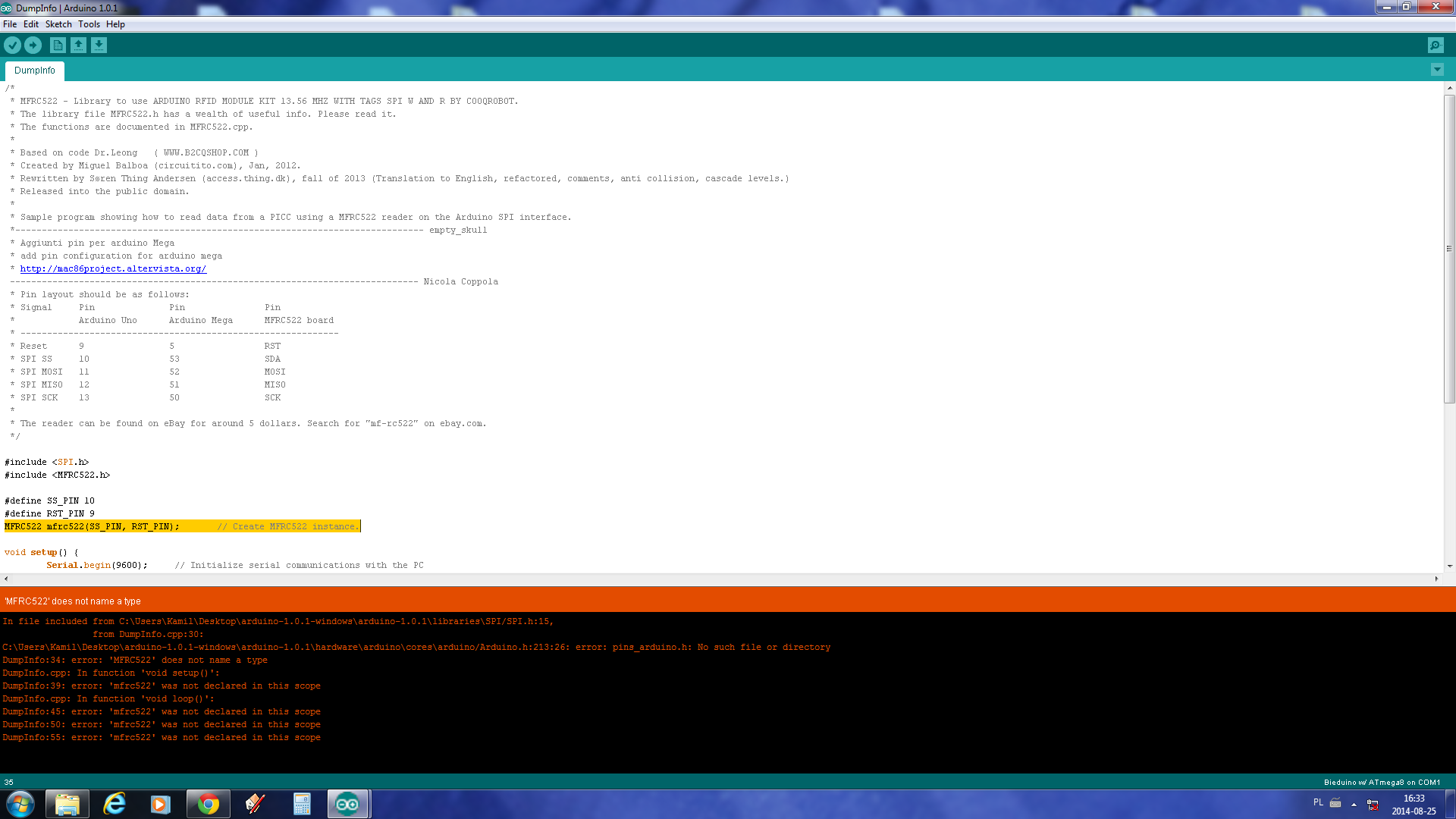 Bieduino - problem z wgraniem programu przez Arduino IDE na Atmega8